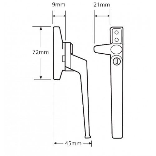 Replacement Cockspur Window Handle (WMS / AVOCET)