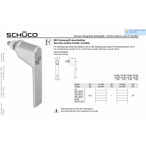 Schuco Replacement Window Handles