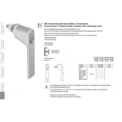 Schuco Replacement Window Handles