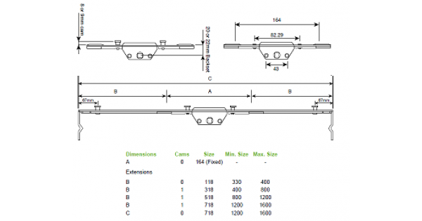 Everest Old Style Replacement 3 Piece Lock