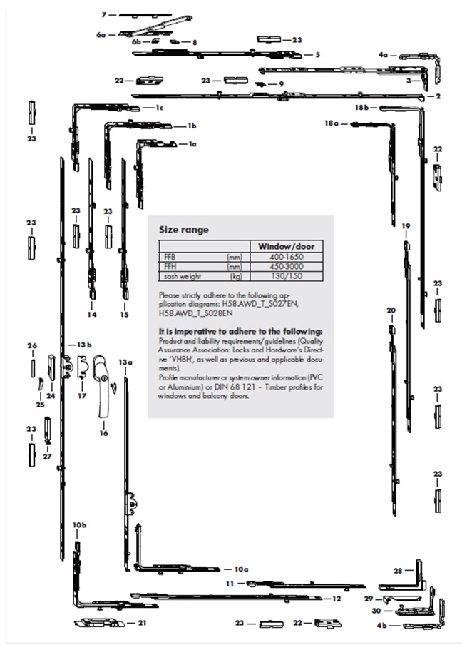 Siegenia TITAN AF Concealed Tilt & Turn Gearing
